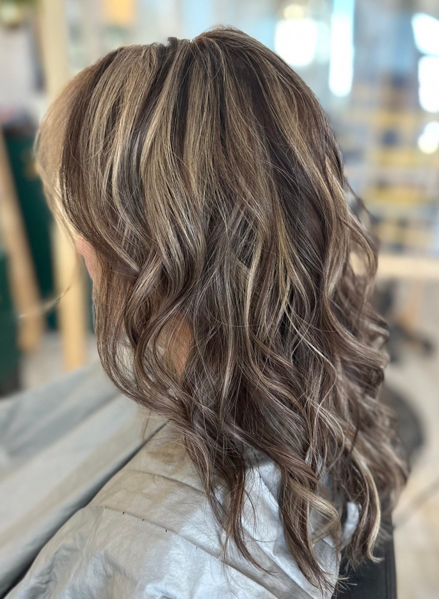 Color highlight, low lights and money piece by Teresita – Aveda Theory ...