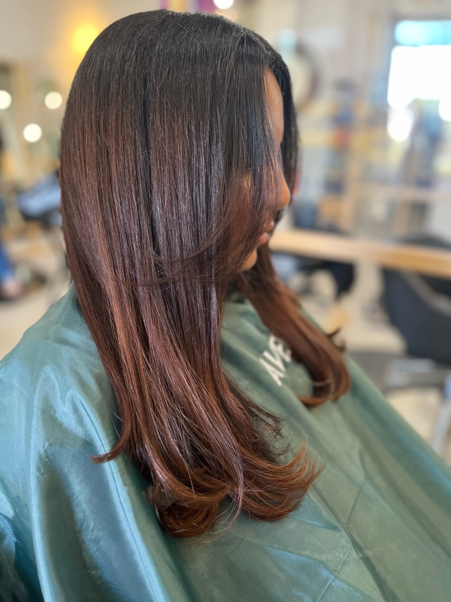 Chestnut hair color, layers and face framing by Anahi – Aveda Theory ...
